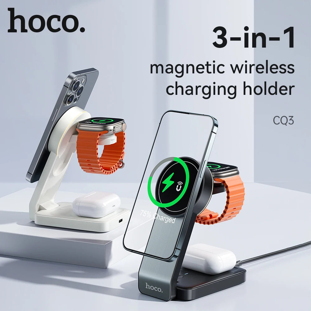 HOCO CQ3 3-in-1 Foldable Magnetic Wireless Charging Stand – Hoco Official